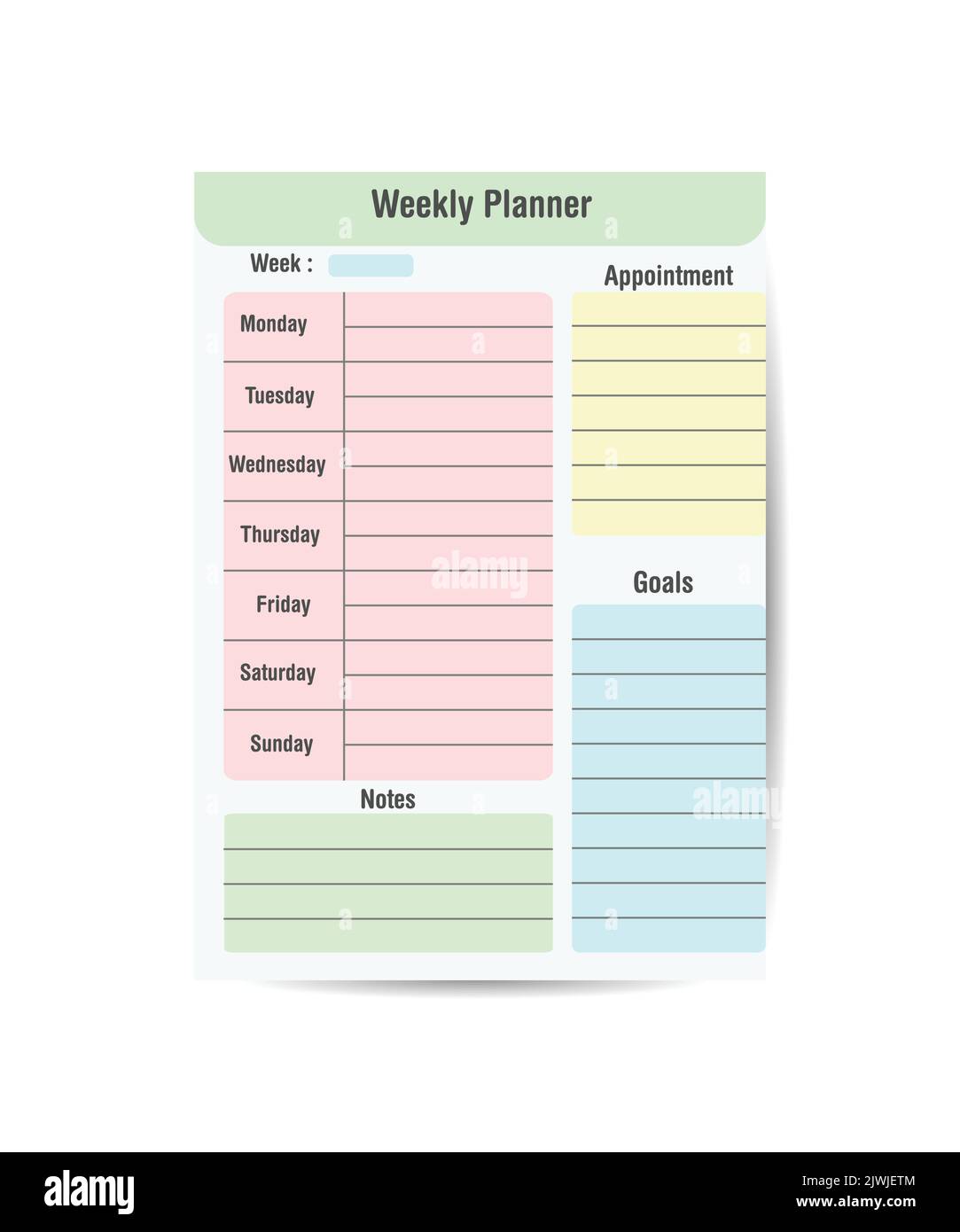 Weekly planner printable template Vector Easy to plan your day Blank ...