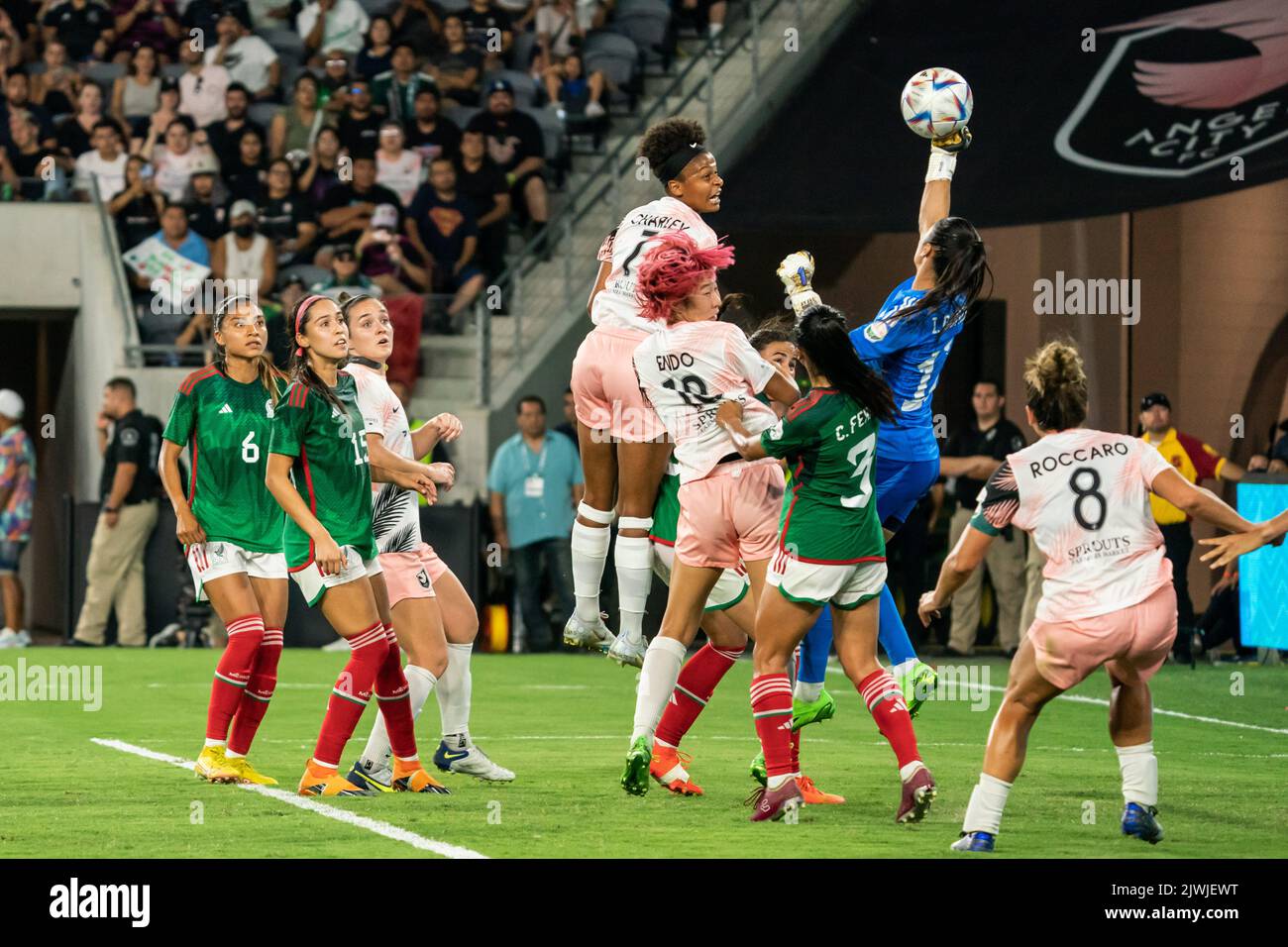 Mexico goalkeeper Itzel Gonzalez (12) deflects a corner kick during the ...