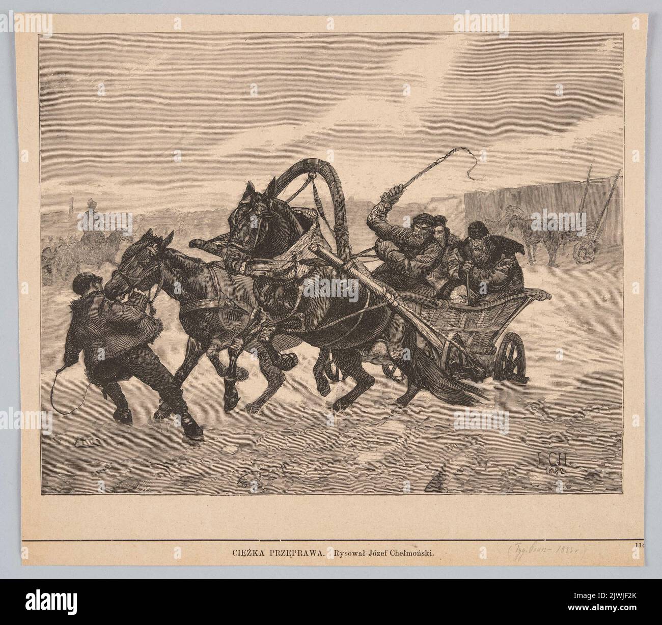 Chełmoński, Józef (1849-1914), A difficult affair; from: "Tygodnik ...