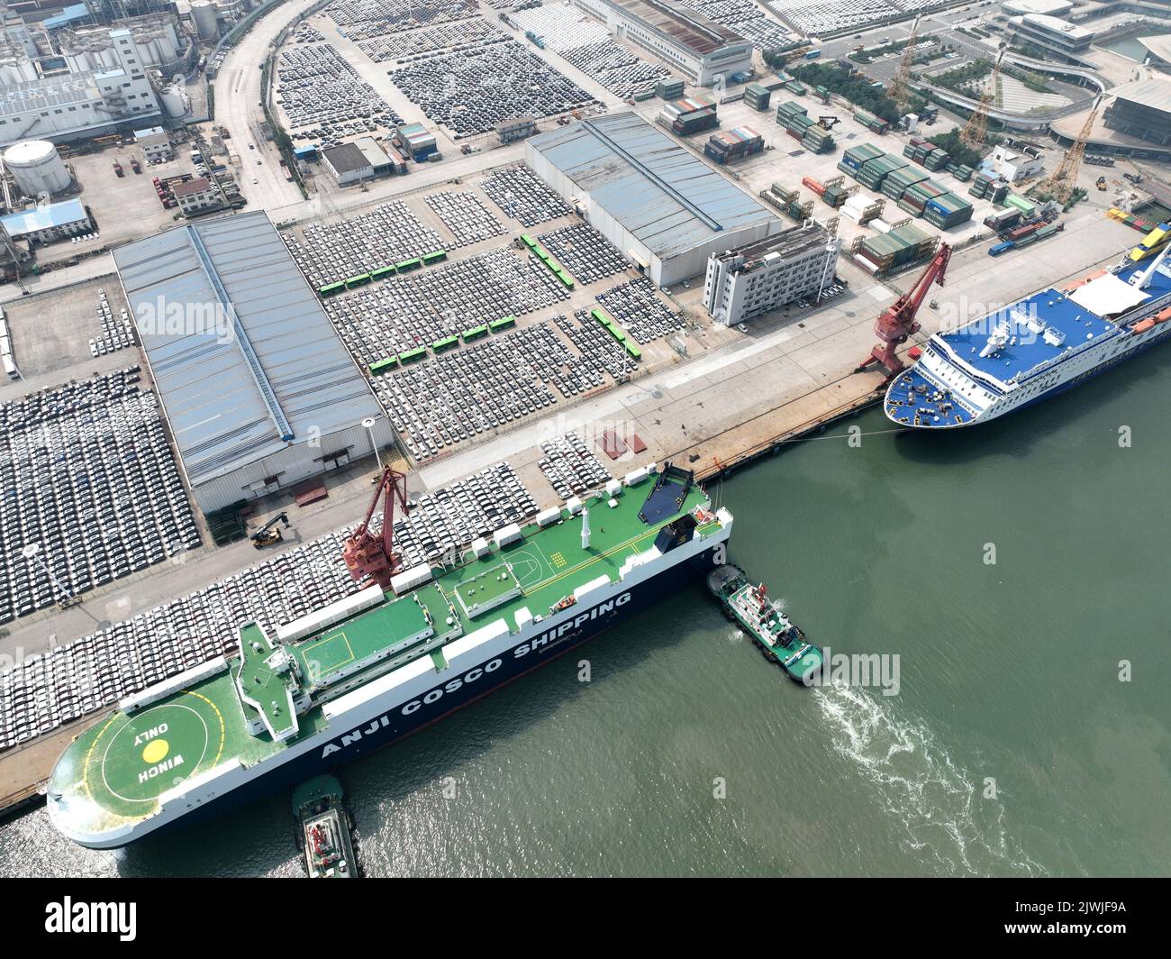 LIANYUNGANG, CHINA - SEPTEMBER 6, 2022 - A RO-ro wheel docks at Berth ...