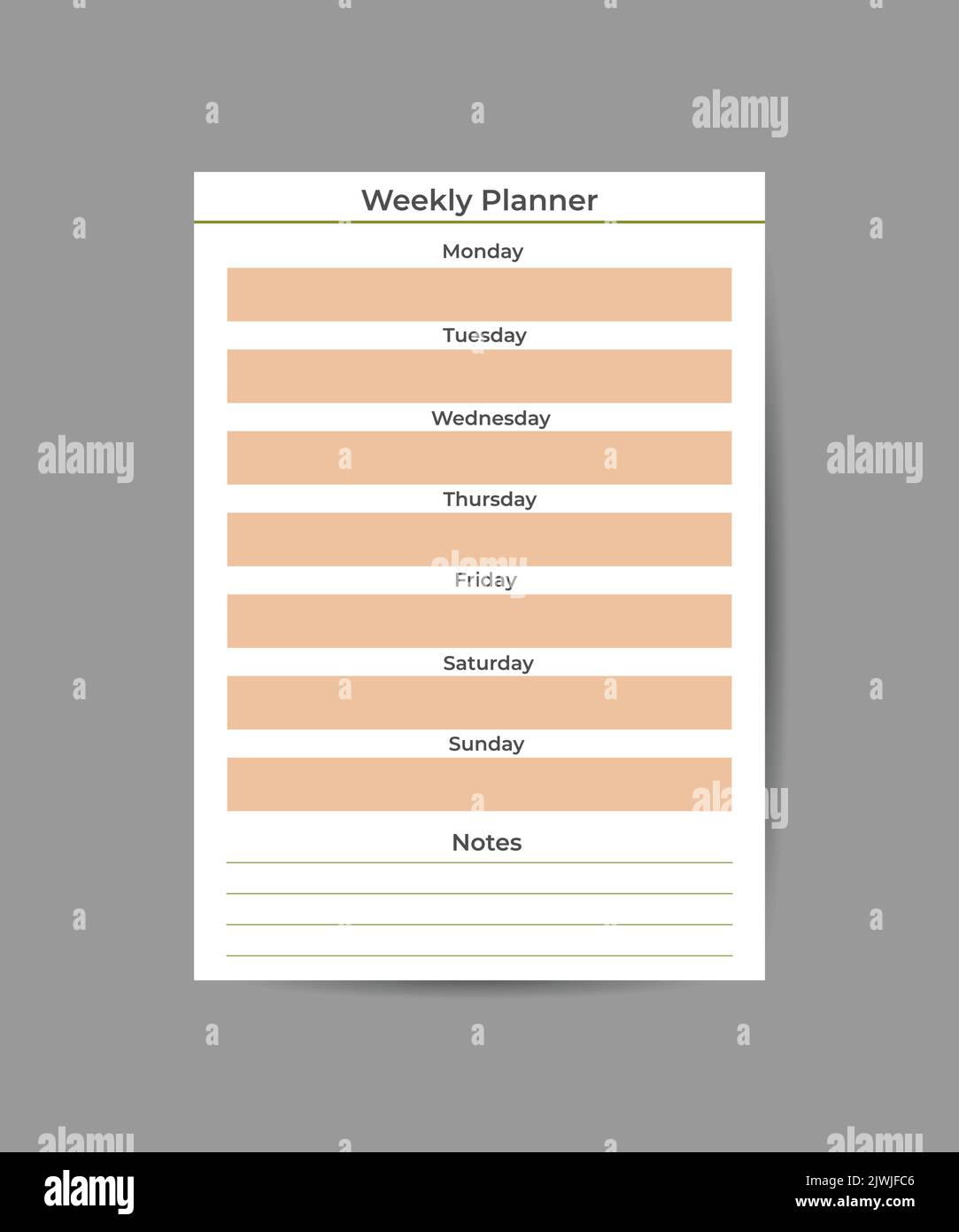 Vector planner template with days of the week. Planning a schedule of ...