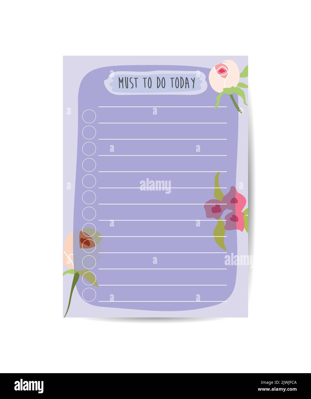 Daily planner template in floral style Vector design for a diary Stock ...