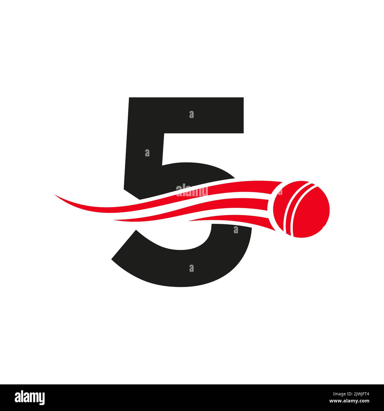 Letter 5 Cricket Logo Concept With Ball Icon For Cricket Club Symbol ...