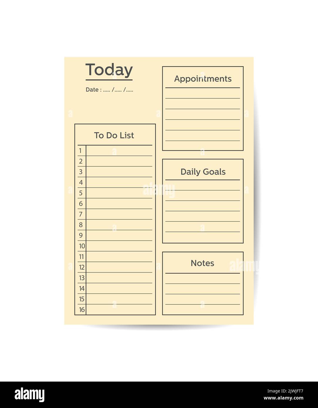 , daily planners, note paper, sticker templates. Vector illustration ...
