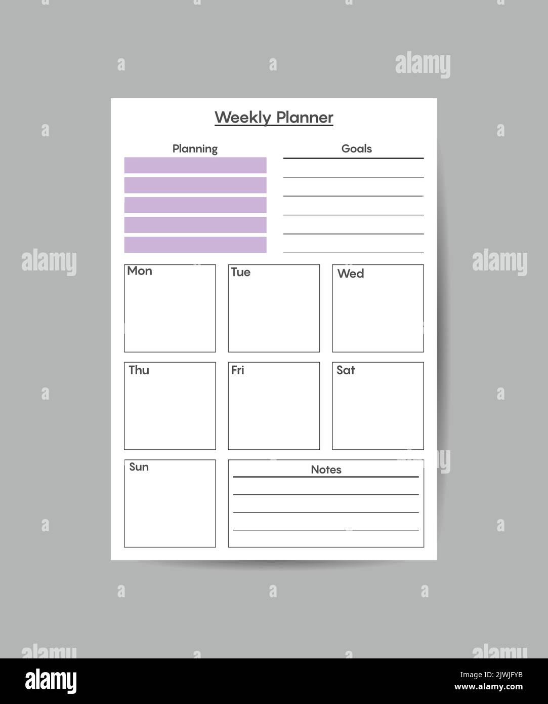 Weekly plan in flat cartoon style. design template. Vector illustration ...