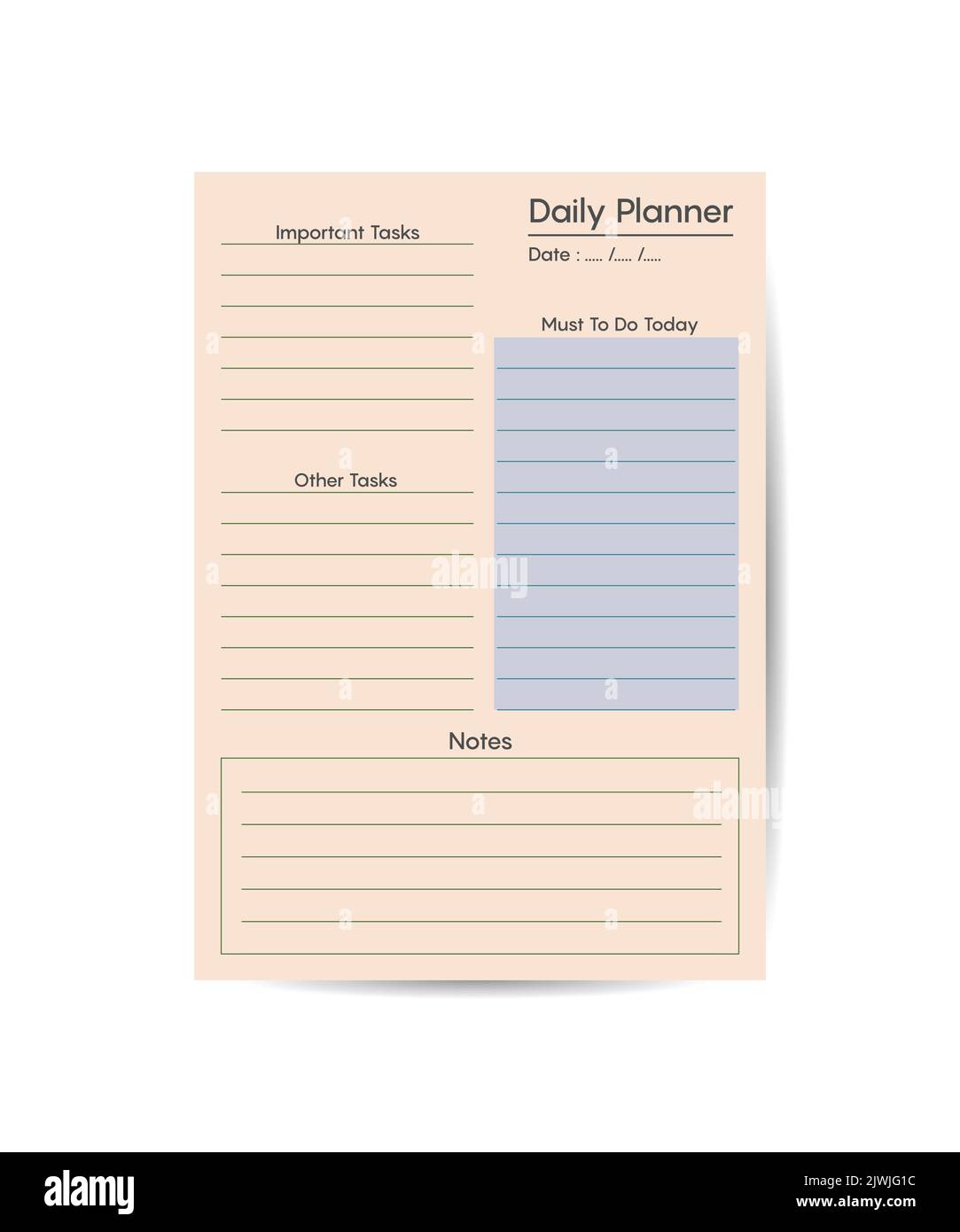 Daily planner activities worksheet design template. Printable goal ...