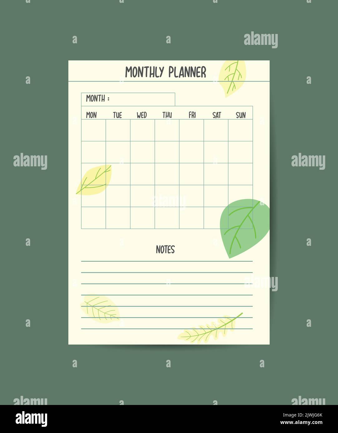 Monthly planner template minimalist planners organizer page vector ...