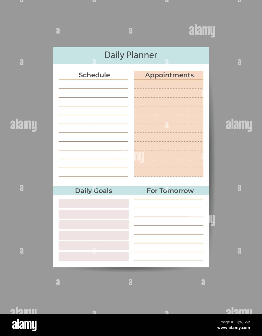 Daily Planner Template Organizer and Schedule for Notes Goals and To Do ...