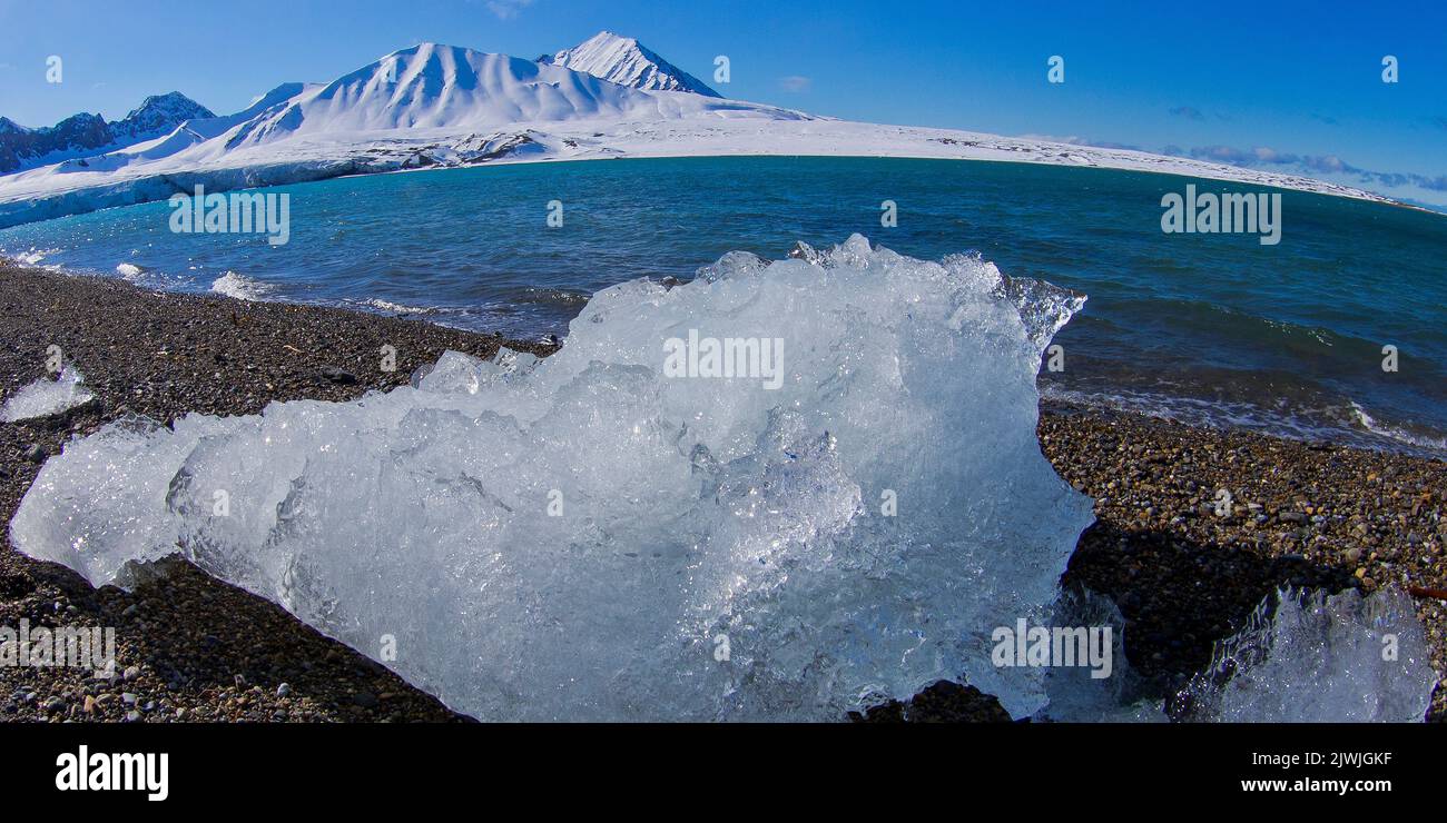 Glacier Ice, Drift floating Ice,14 of July Glacier, Krossfjord, Arctic ...