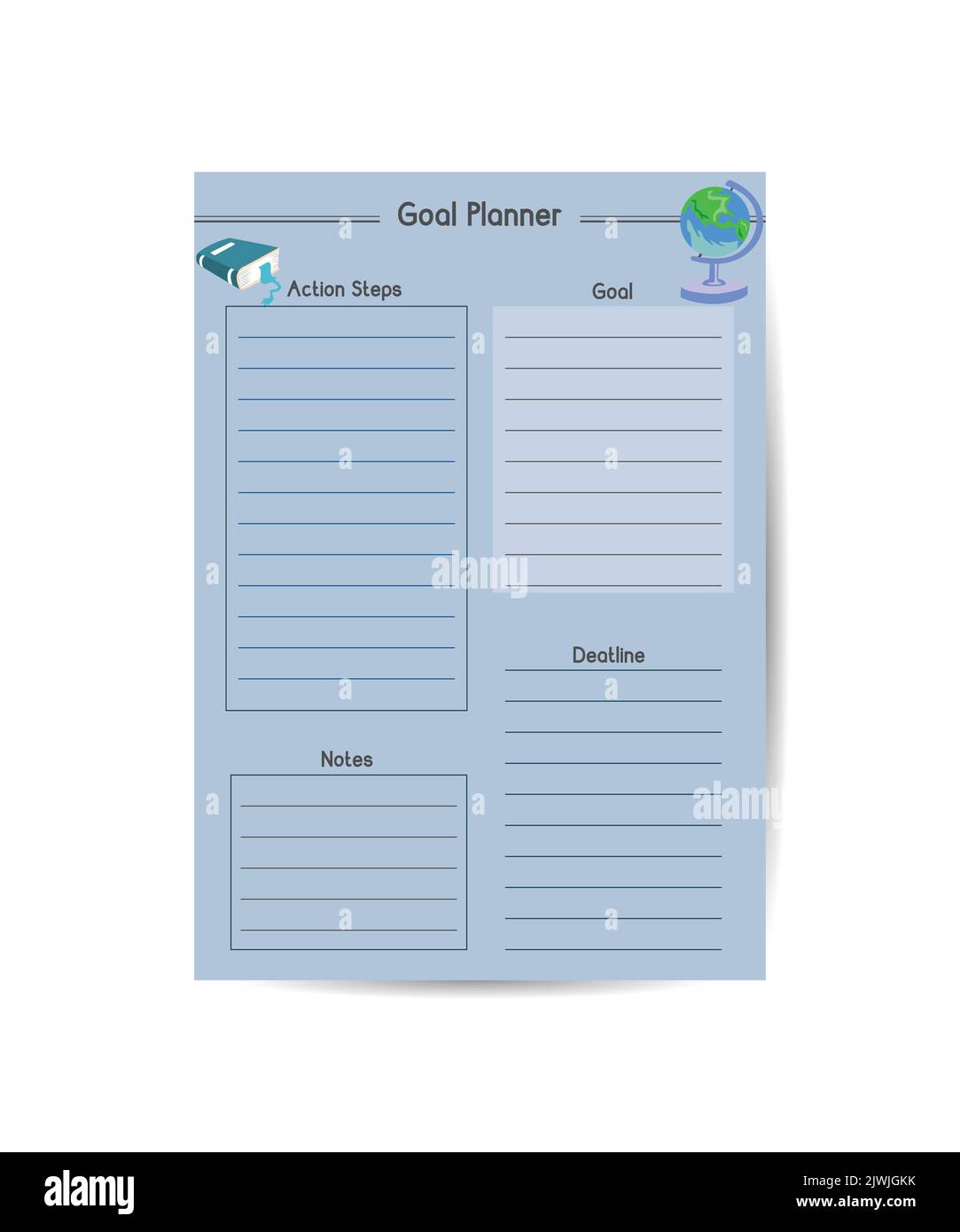 goal Planner Template Organizer and Schedule for Notes Goals Vector ...