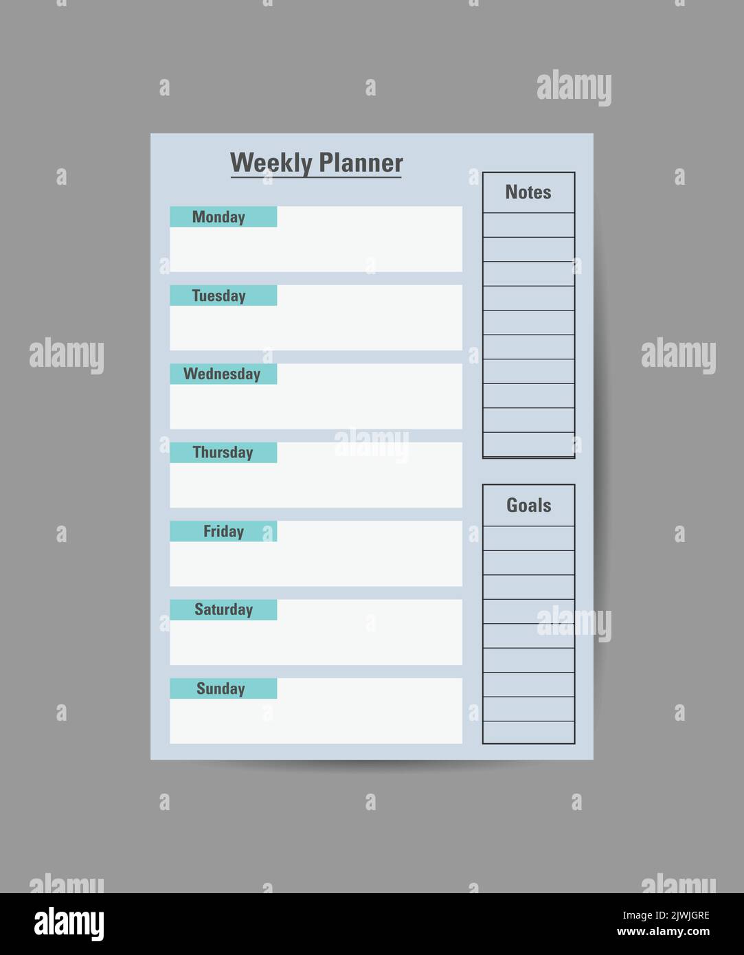 Weekly plan. Schedule design template. Vector flat illustration Stock ...