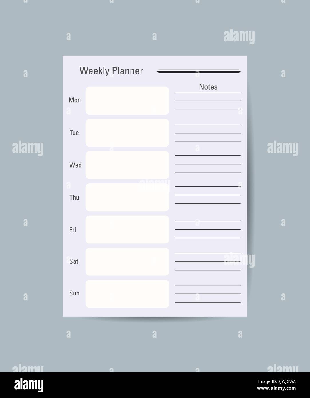 Weekly planner on blue background, organizer for daily plan, weekly ...