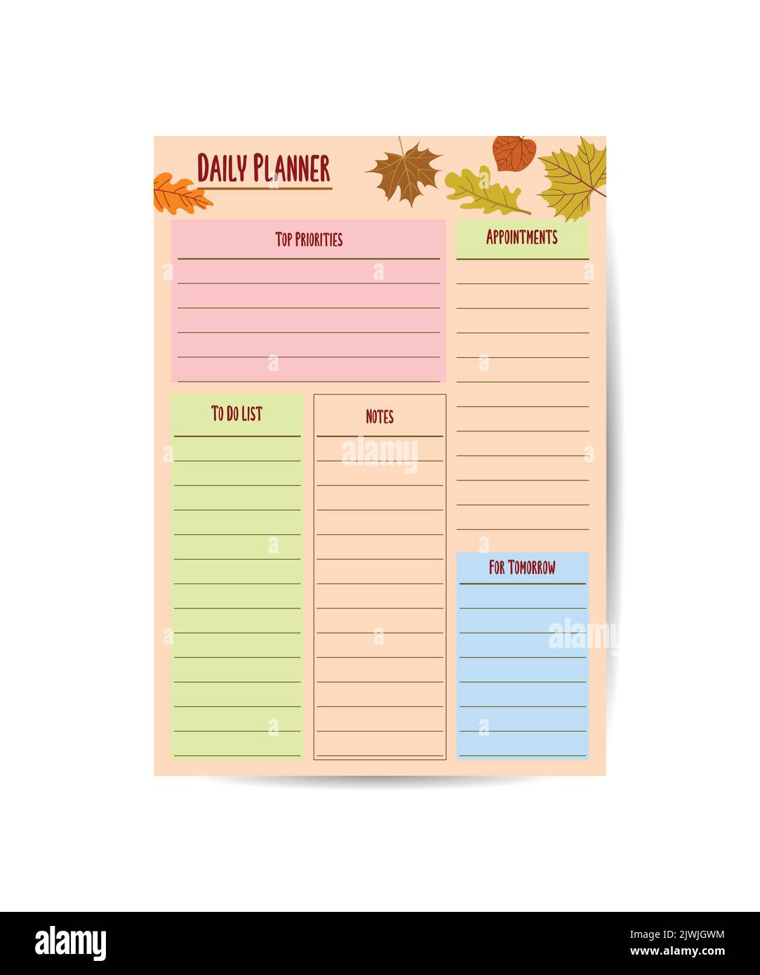 Daily Planner Template Organizer and Schedule with place for Notes ...
