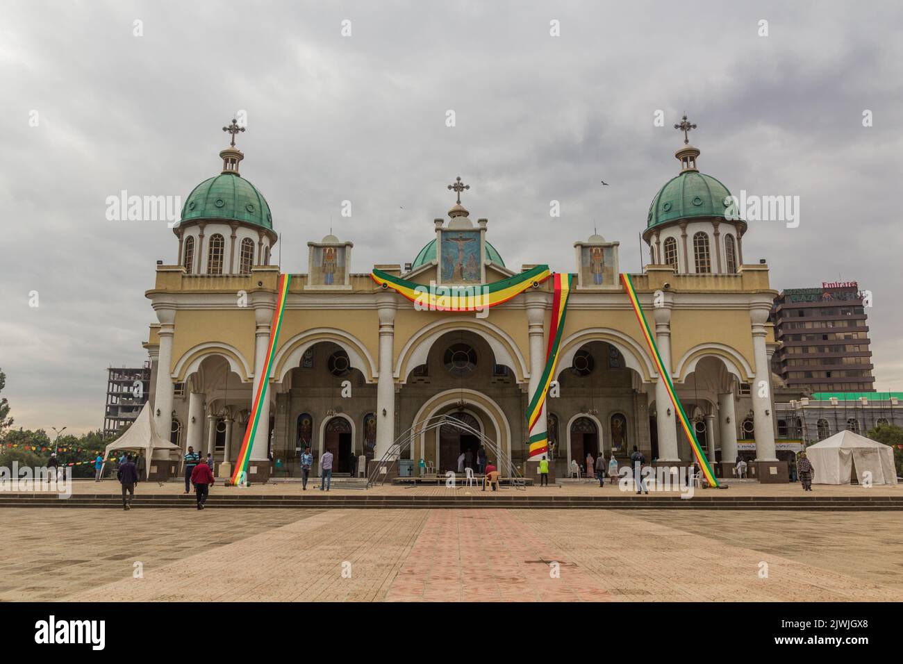 ADDIS ABABA, ETHIOPIA - APRIL 4, 2019: View of Medhane Alem Cathedral ...