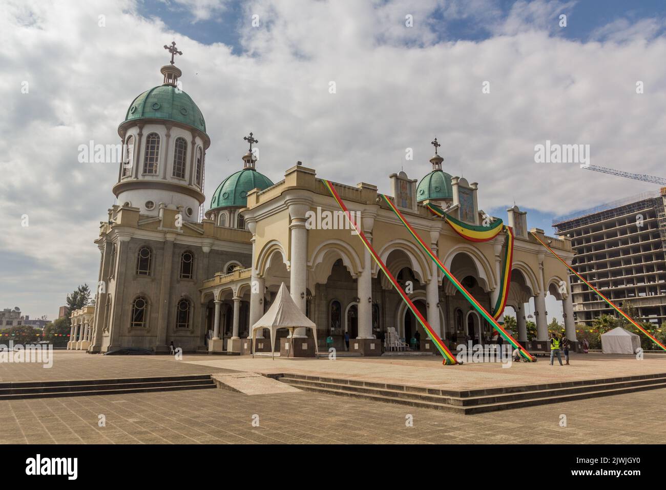 ADDIS ABABA, ETHIOPIA - APRIL 4, 2019: View of Medhane Alem Cathedral ...