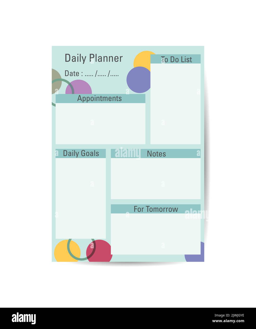 Daily plan vector template. A simple printable to-do list. Flat vector ...