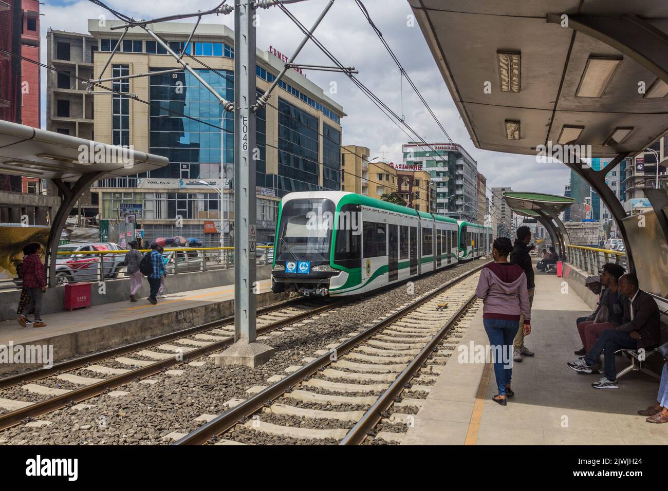 ADDIS ABABA, ETHIOPIA - APRIL 4, 2019: View of the Lem Hotel station of ...