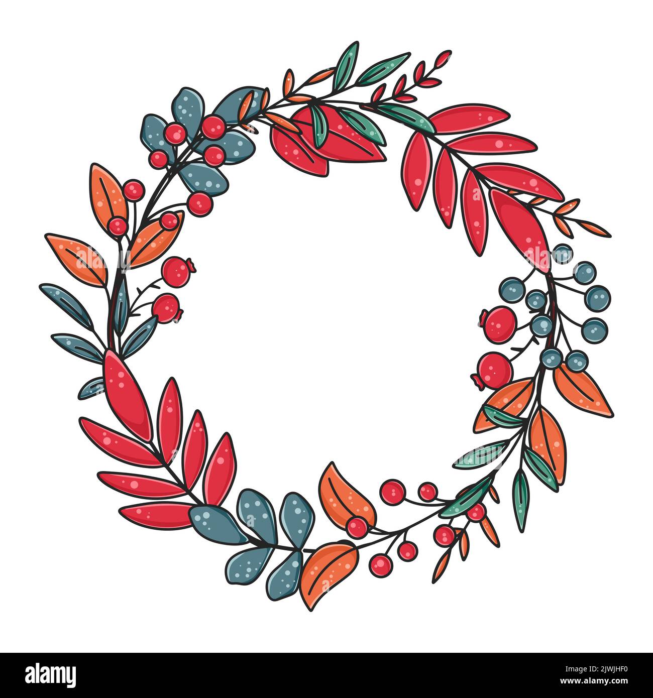 Beautifully decorated autumn rustic wreath. Botanical round rim made of ...