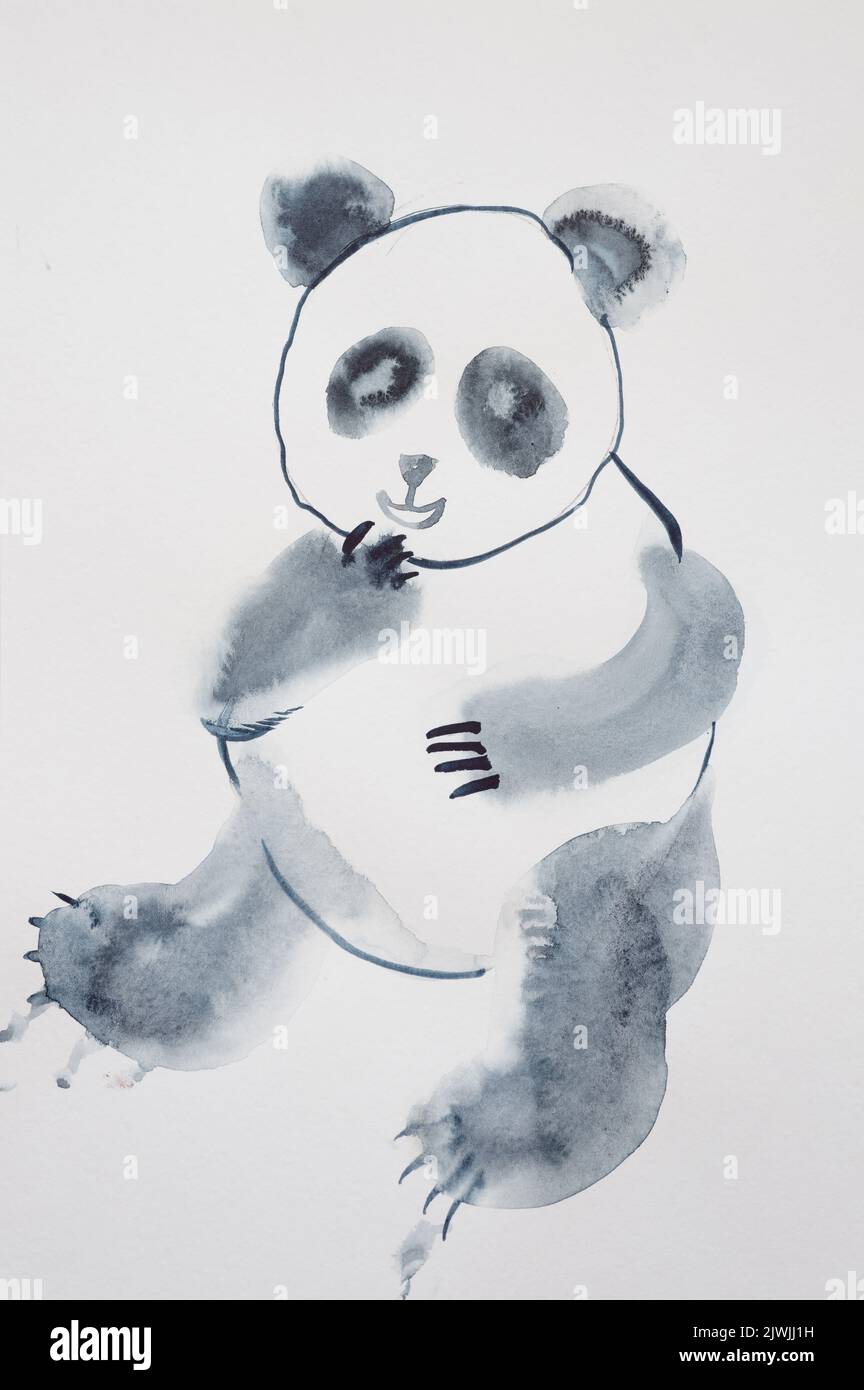 children's diy watercolor drawing on textured paper - sitting cheerful ...