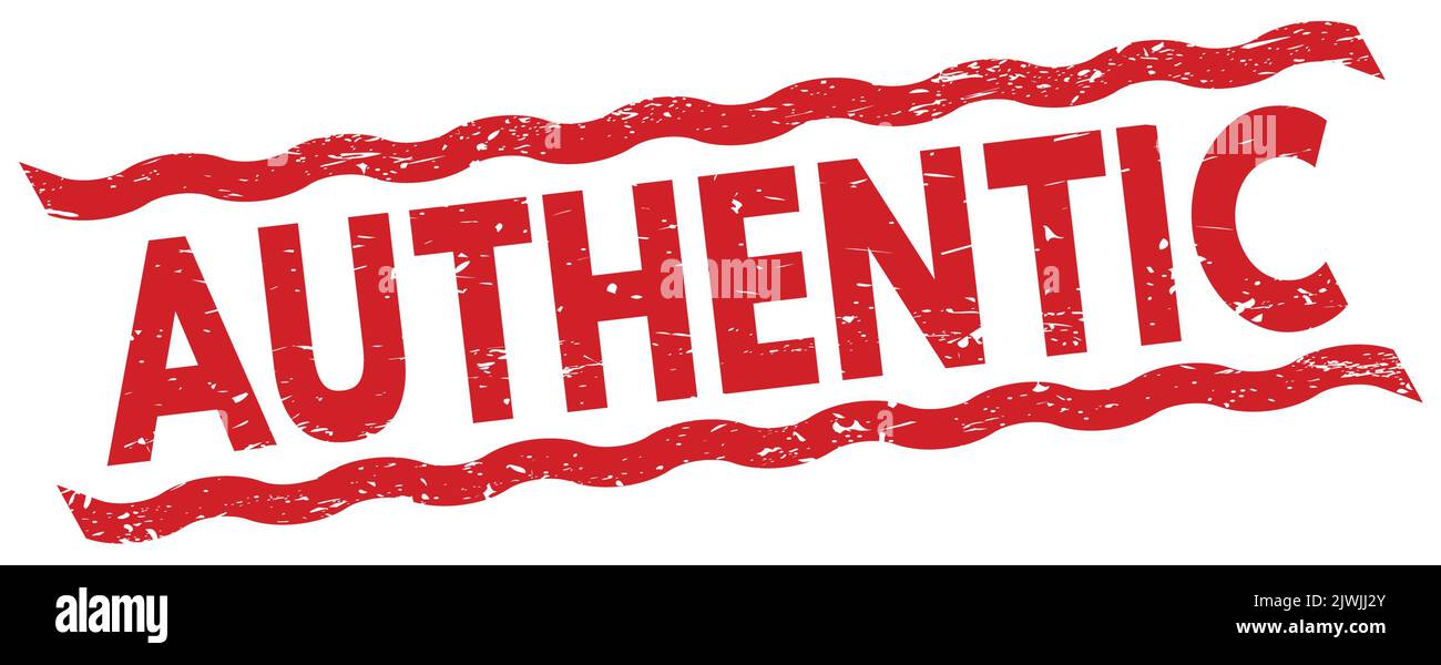 AUTHENTIC text written on red lines stamp sign Stock Photo - Alamy