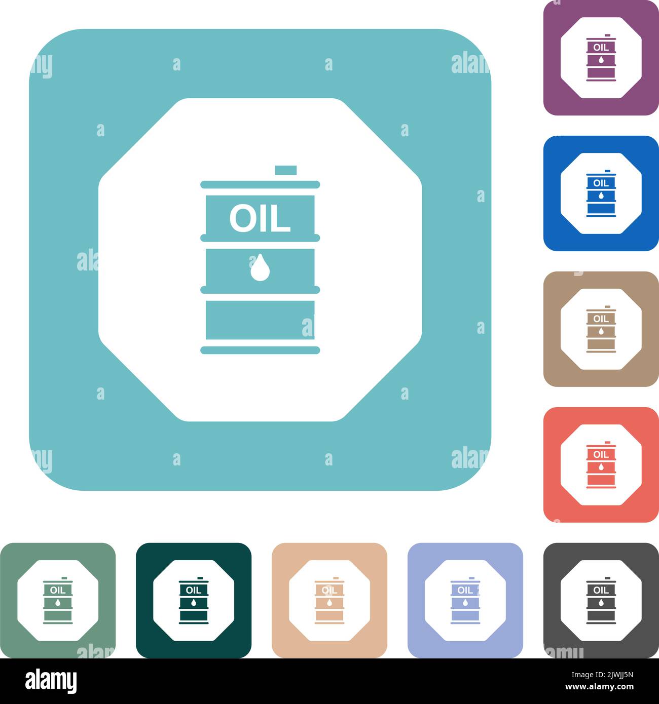 Octagon shaped crude oil sanction sign solid white flat icons on color ...