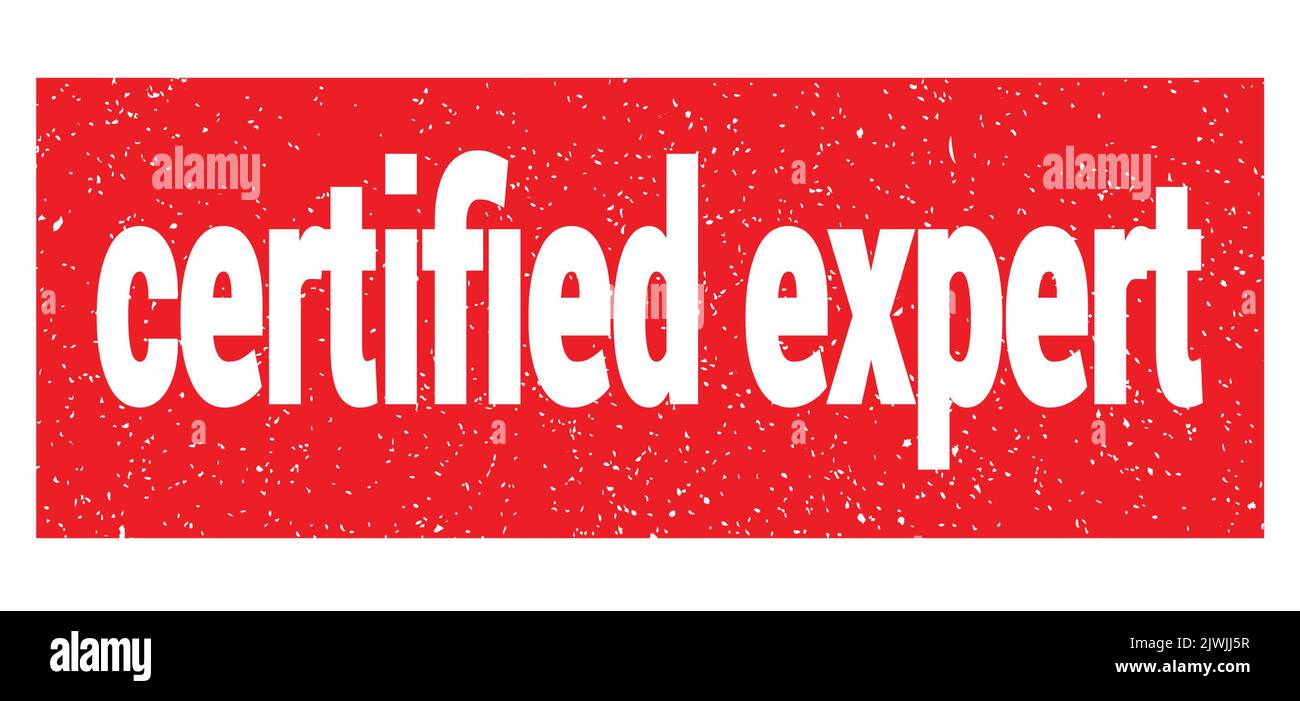 certified expert text written on red grungy stamp sign Stock Photo - Alamy