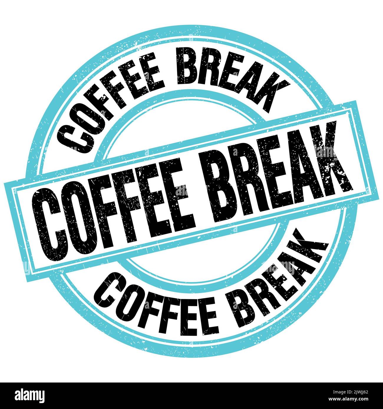 COFFEE BREAK text written on blue-black round stamp sign Stock Photo ...