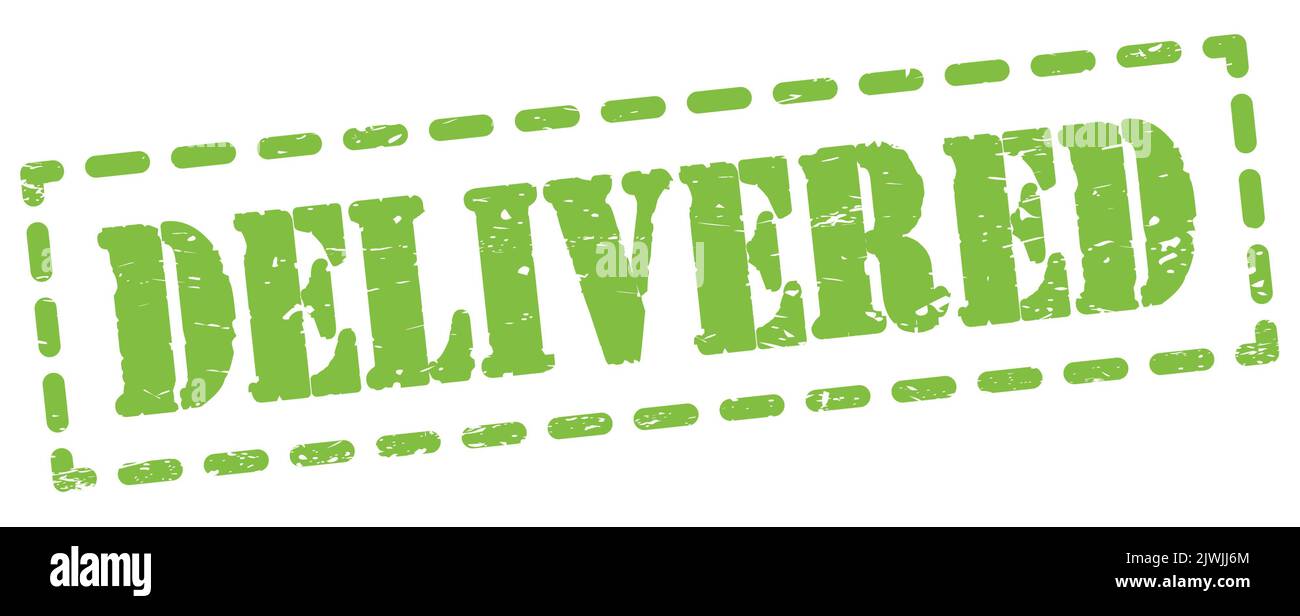 DELIVERED text written on green dash stamp sign Stock Photo - Alamy