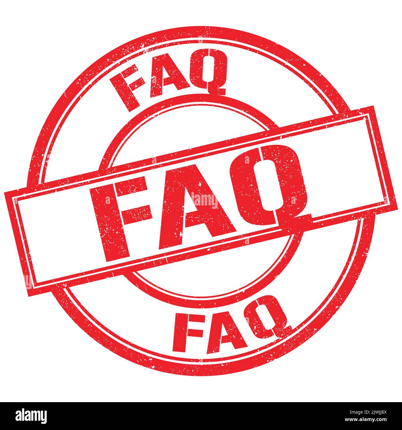 FAQ text written on red round stamp sign Stock Photo - Alamy