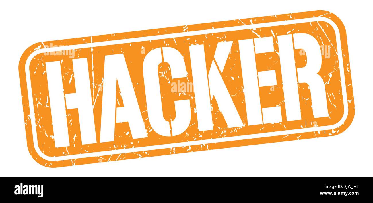 HACKER text written on orange grungy stamp sign Stock Photo - Alamy