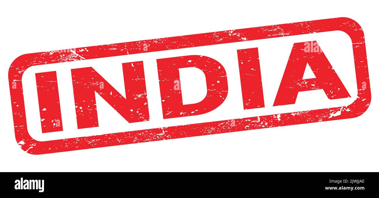 INDIA text written on red rectangle stamp sign Stock Photo - Alamy