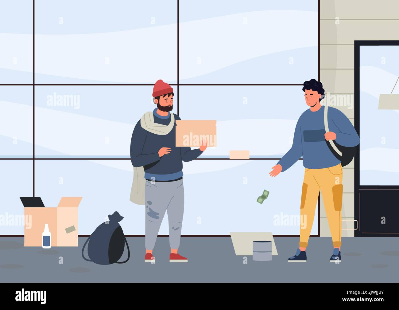 Homeless beggar cartoon hi-res stock photography and images - Alamy