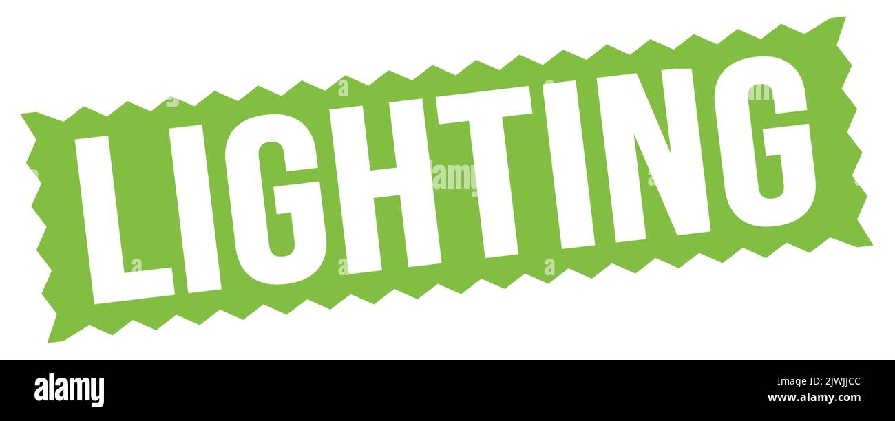 LIGHTING text written on green zig-zag stamp sign Stock Photo - Alamy