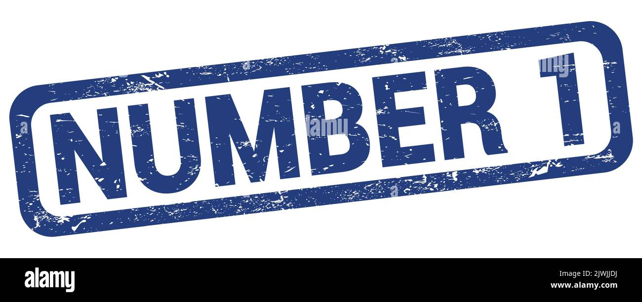 NUMBER 1 text written on blue rectangle stamp sign Stock Photo - Alamy