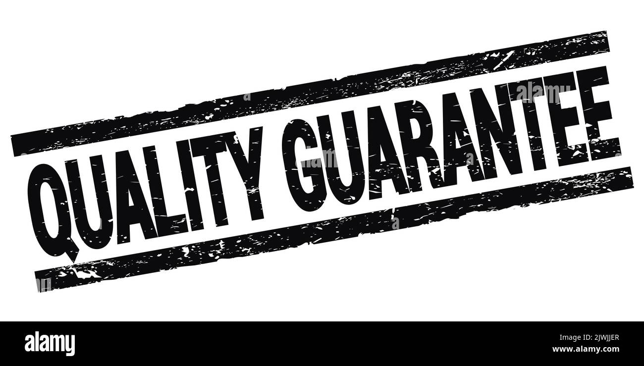QUALITY GUARANTEE text written on black rectangle stamp sign Stock ...