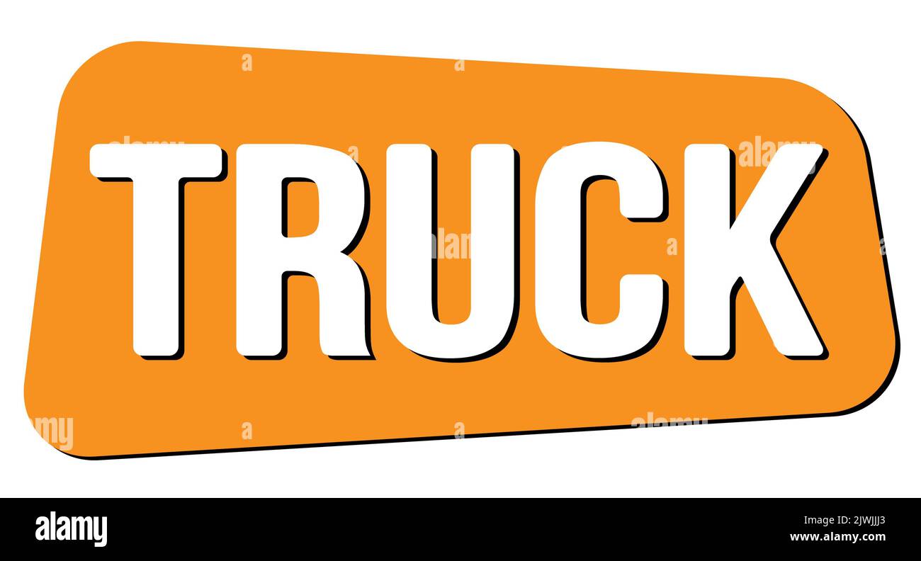 TRUCK text written on orange trapeze stamp sign Stock Photo - Alamy