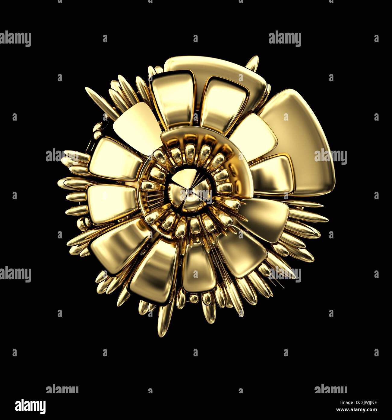 Abstract art with surreal alien flower in curve wavy elegance organic ...