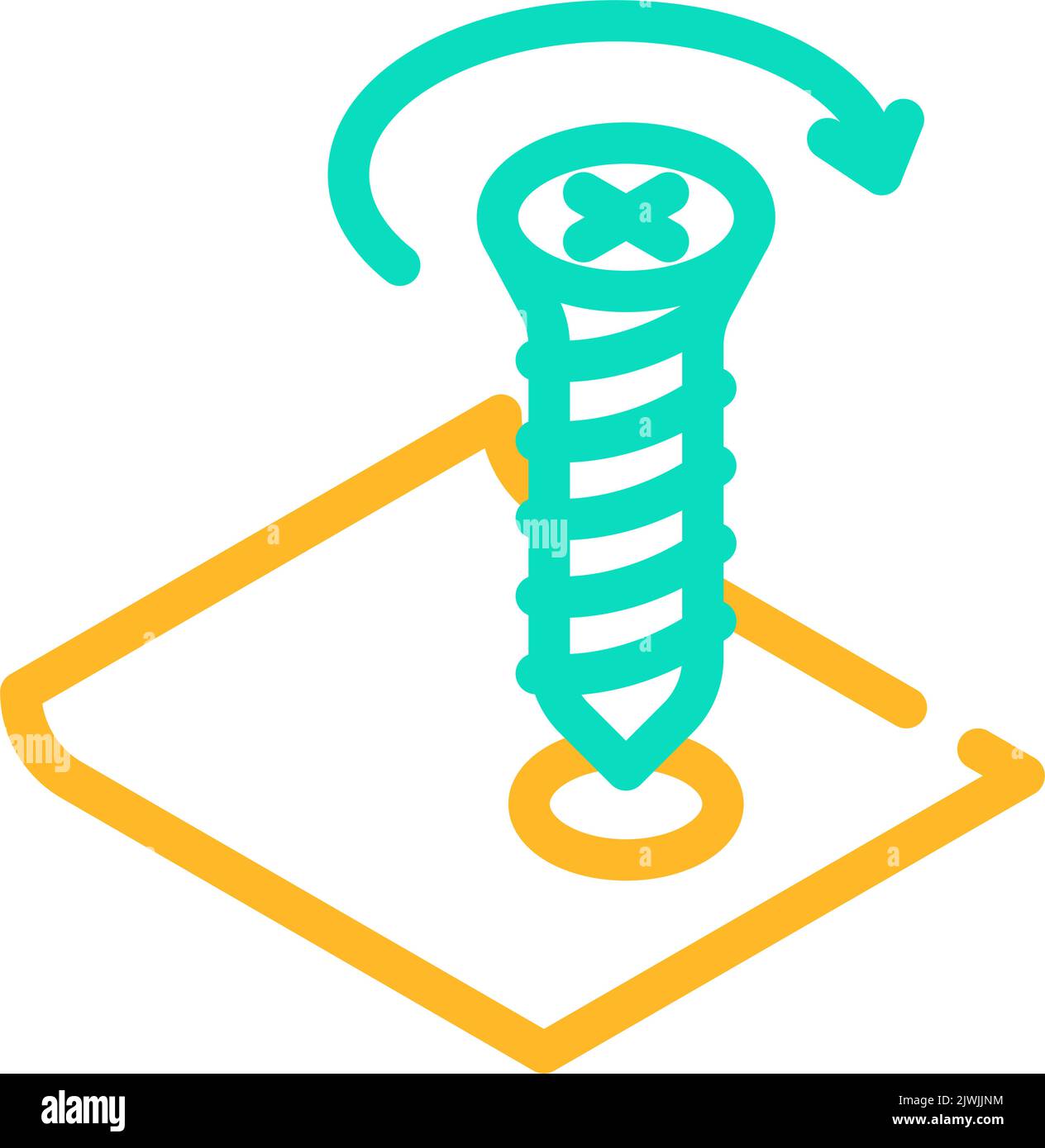 tighten screw screwdriver assembly furniture color icon vector ...