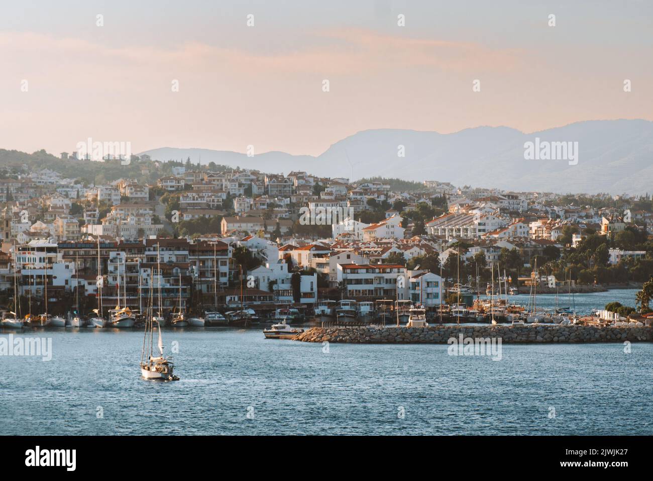 Datca city in Turkey aerial view touristic travel popular destination ...