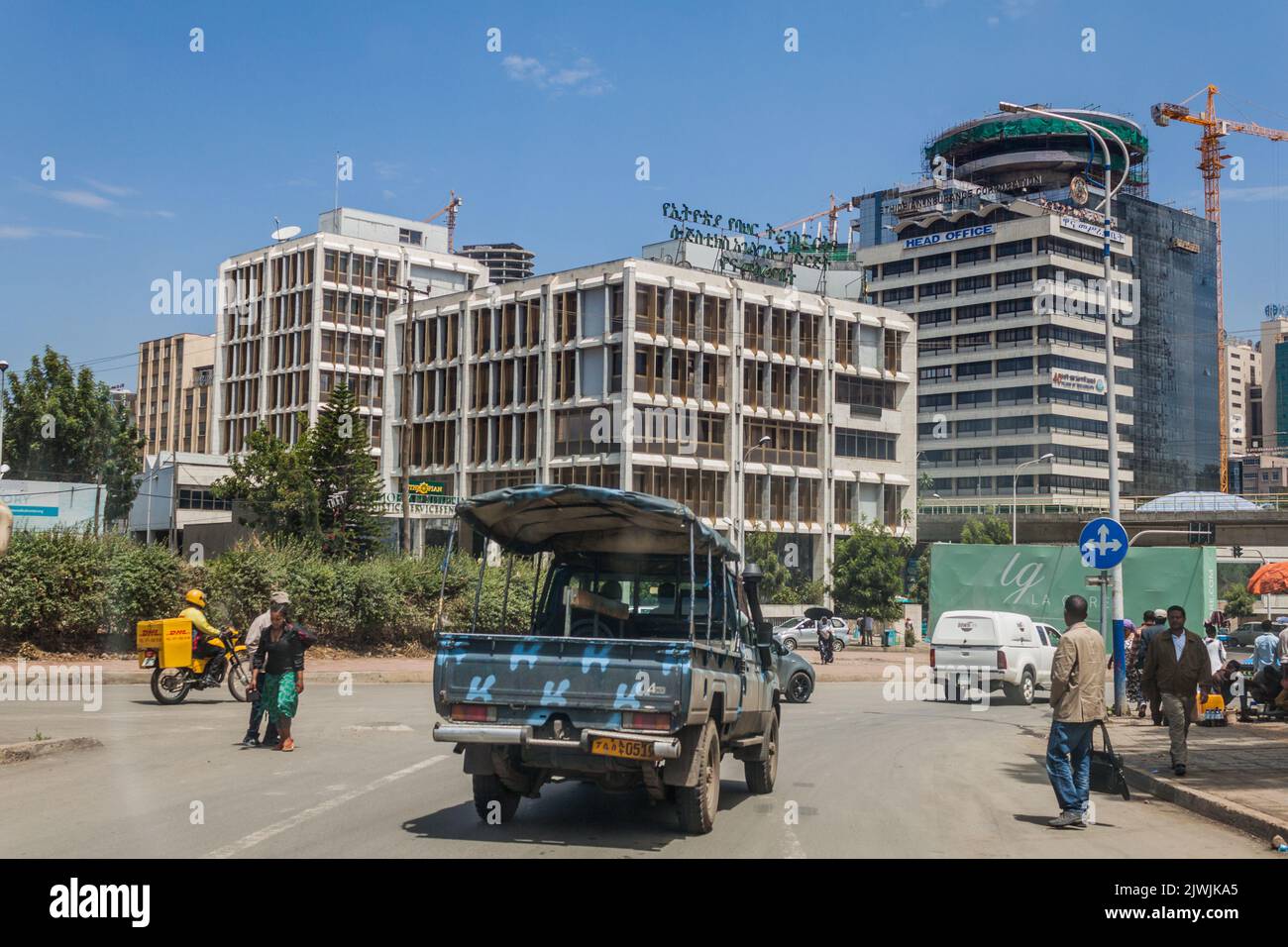 ADDIS ABABA, ETHIOPIA - APRIL 5, 2019: View of the center of Addis ...