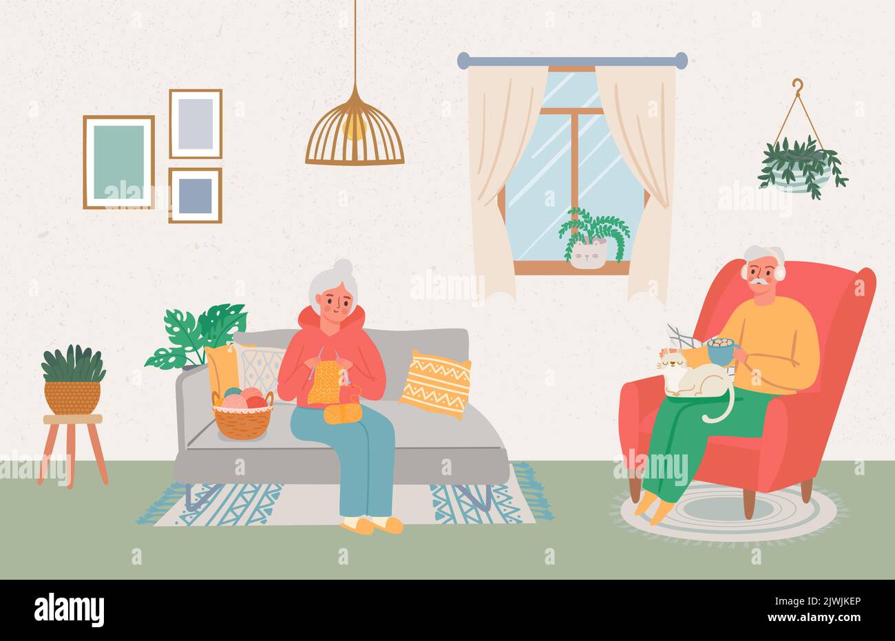 Old people stay at home with own hobby Stock Vector Image & Art - Alamy