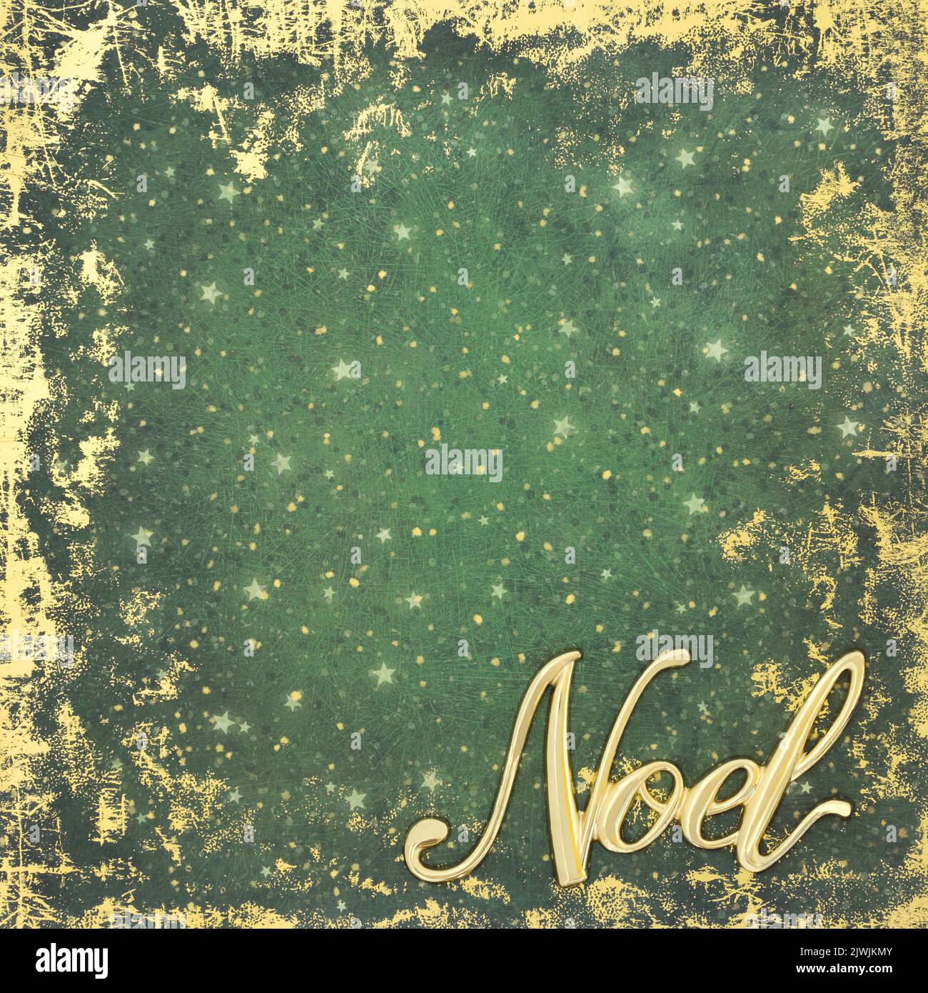 Gold Noel sign on grunge green background. Minimal border festive ...