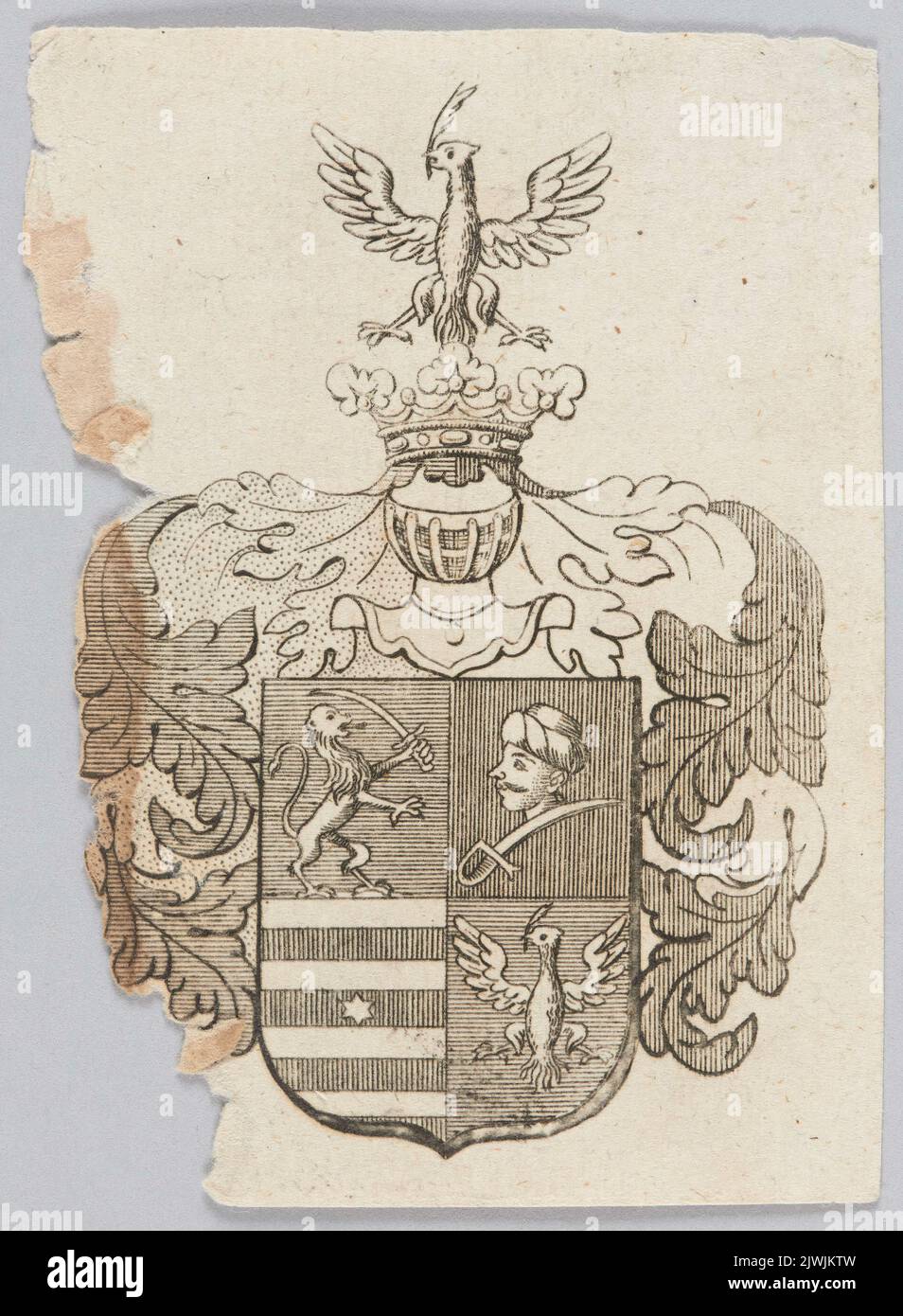 [Bookplate:] heraldic composition. unknown, graphic artist Stock Photo ...