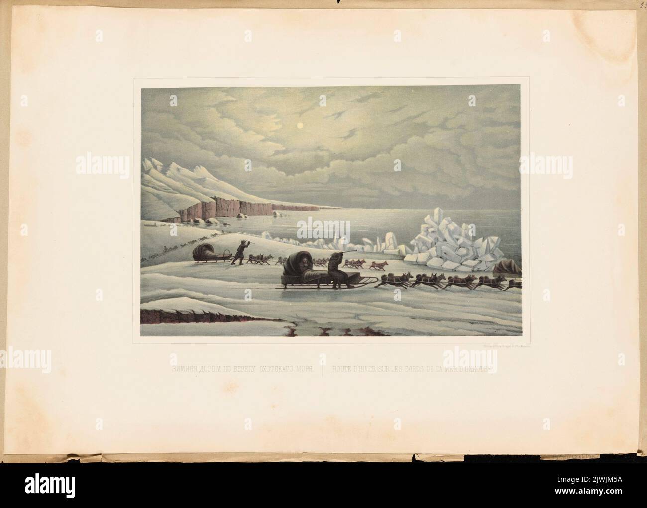 Road along the Sea of Okhotsk coast in winter. Draeger, F. (Moskwa ...