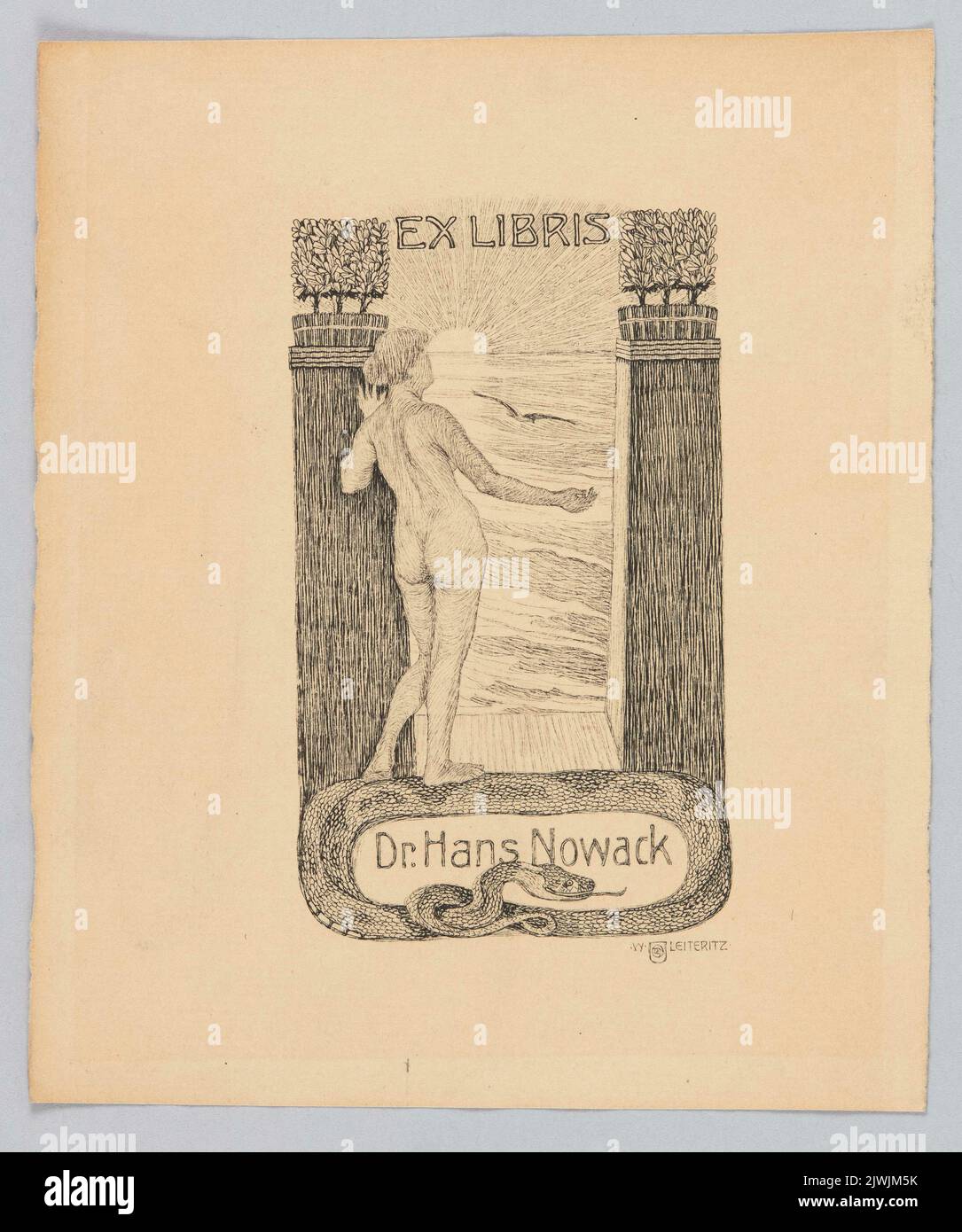 Bookplate of Dr Ernst Nowack. Leiteritz, Woldemar (1878-1915), graphic ...