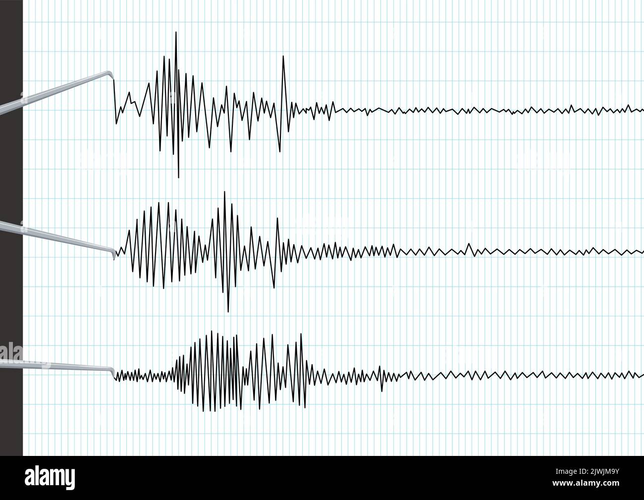 Earthquake seismic waves lines on seismograph graph paper Stock Vector ...