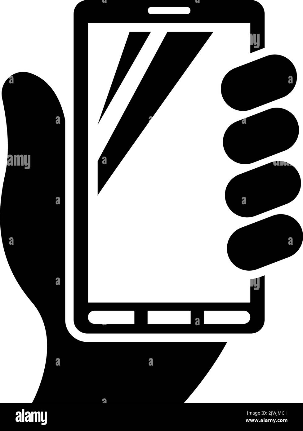 Mobile Phone in Hand, Palm Holding Smartphone. Flat Vector Icon ...