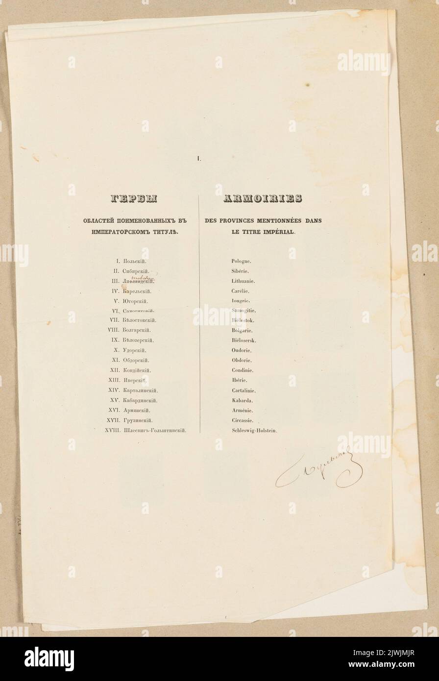 Description and coats of arms of provinces listed in the Tsar's title ...