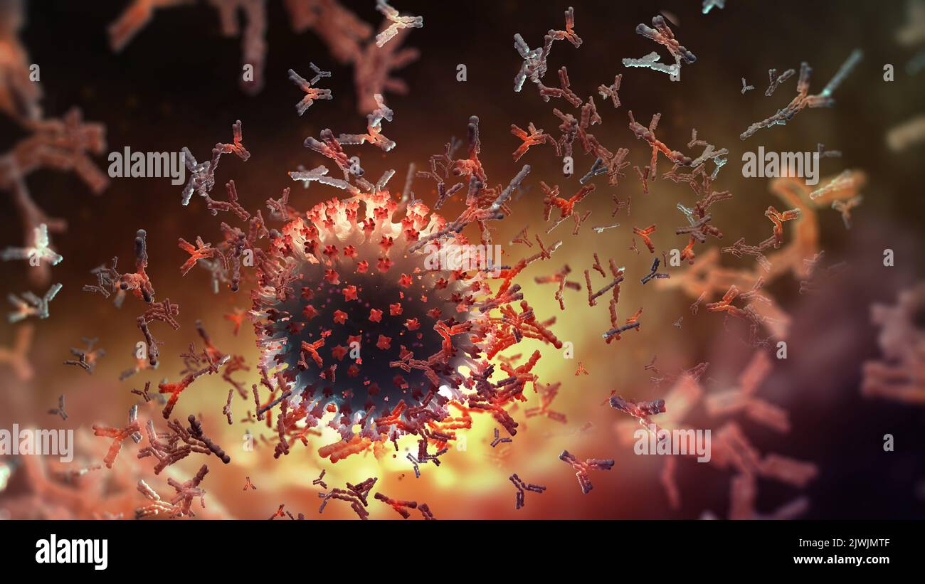 Antibodies in blood. Vaccine. Antibody production. Immunity fights ...