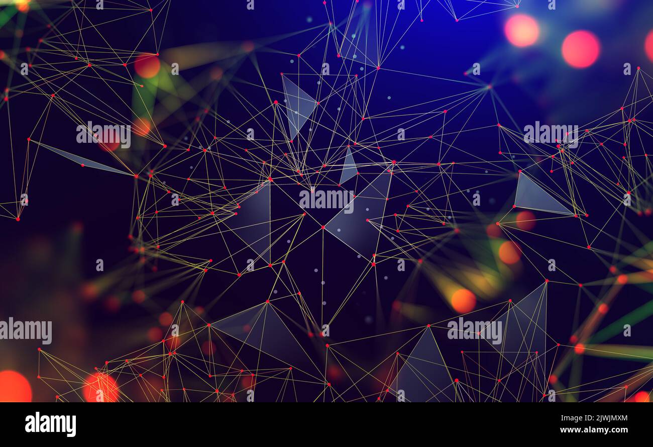 Internet technologies and neural network. 3D illustration of neural ...